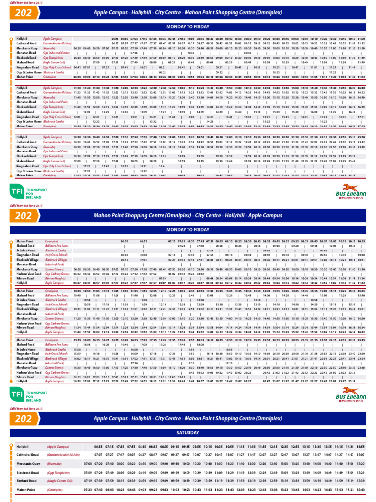 202 Bus Timetable | PDF