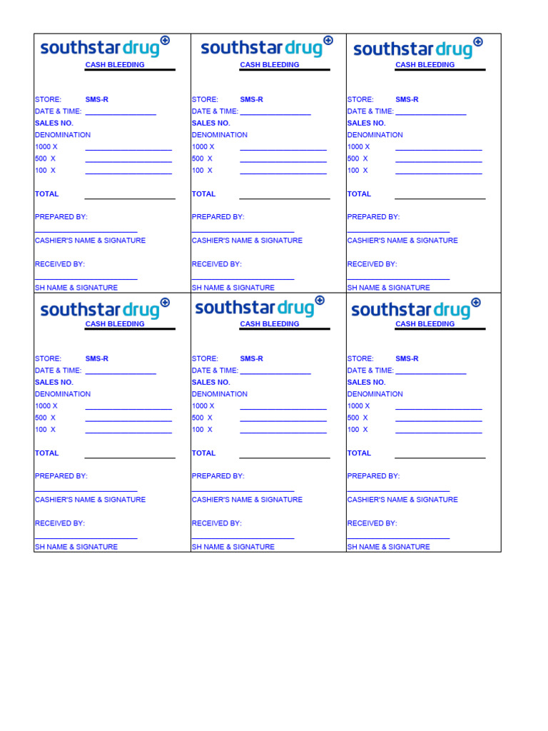 (New) Till Fund, Cash Bleeding & Cash On-Hand Format | PDF | Banking