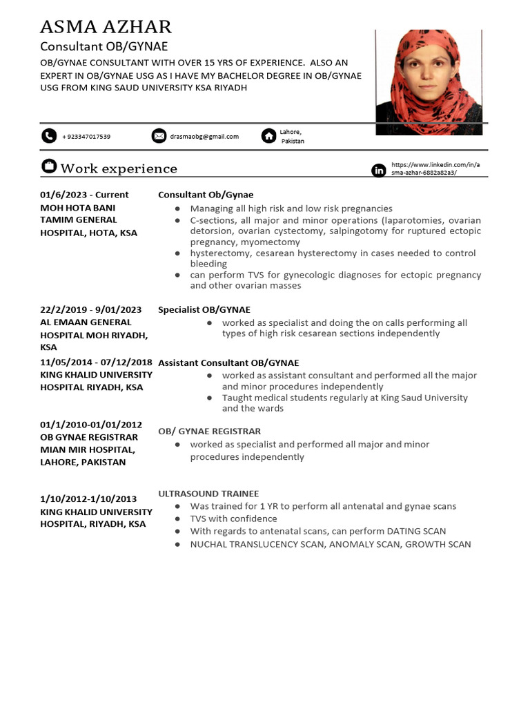 0 - Asma CV Updated | PDF | Obstetrics | Medicine