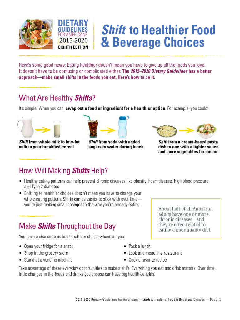 Shift To Healthier Choices | PDF | Healthy Diet | Foods