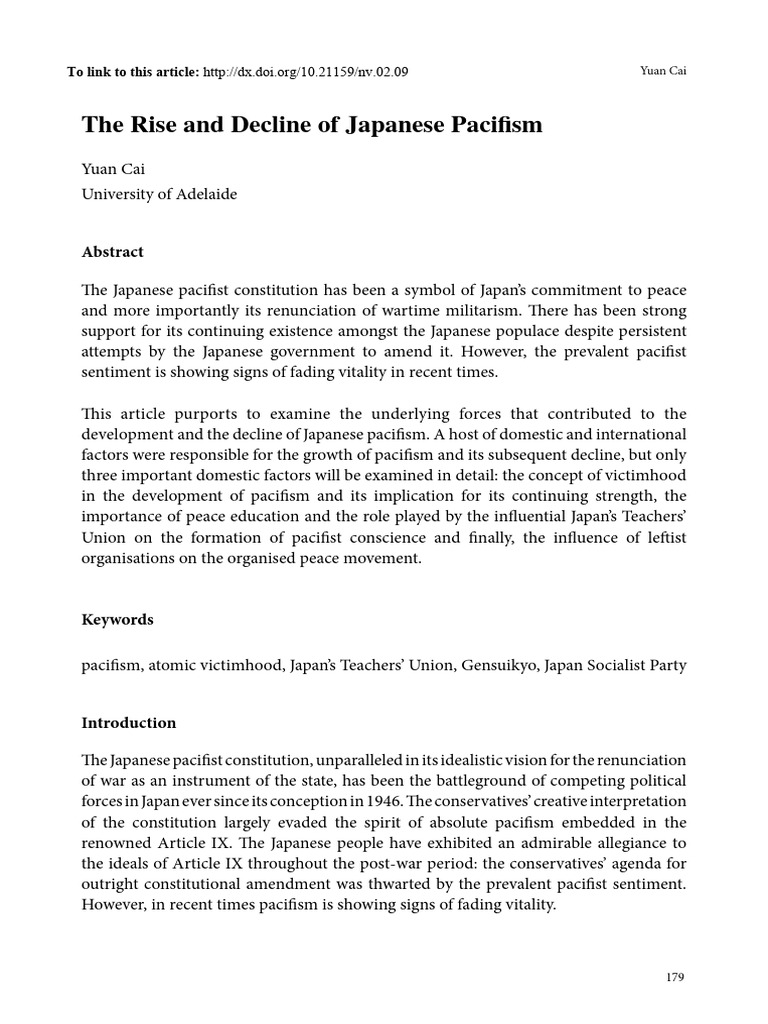 The Rise and Decline of Japanese Pacifism | PDF | Pacifism | Empire Of ...