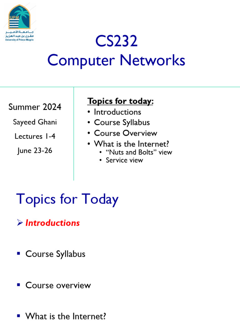 CS232 Computer Networks Overview 2024 | PDF | Computer Network | Internet