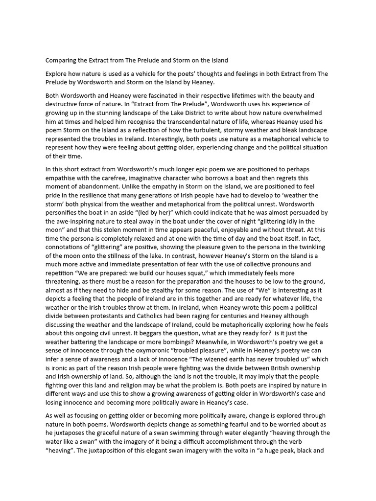 Comparing Storm Prelude Aqa | PDF | William Wordsworth | Poetry