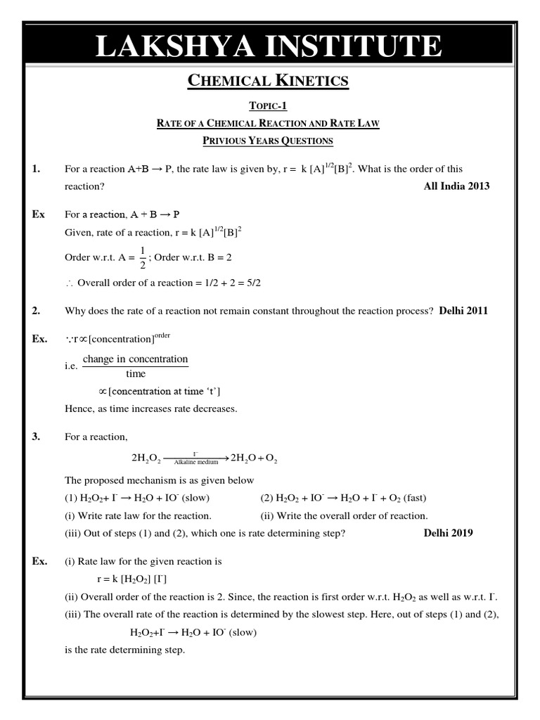 CHEMICAL KINETICS Book | PDF | Reaction Rate | Activation Energy