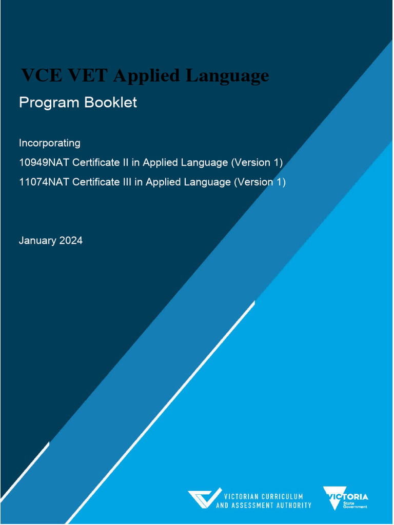 VCE VET Applied Language Program Guide | PDF | Vocational Education ...