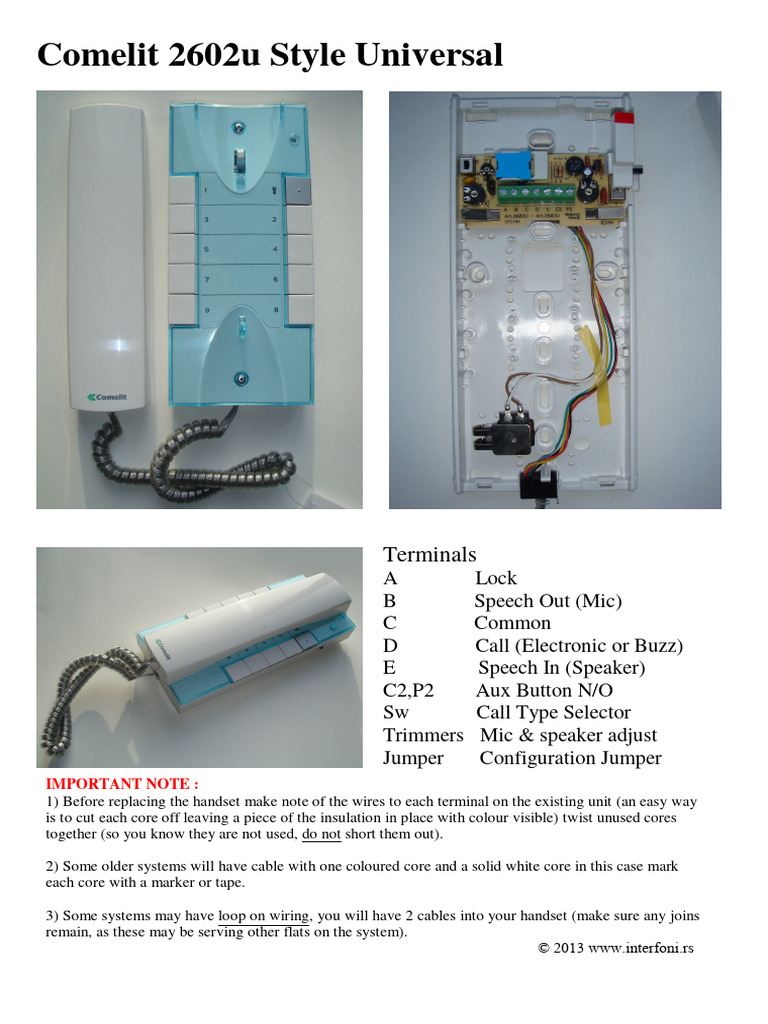 Comelit 2602u Style Basic Universal Interfonska Slusalica Sema ...