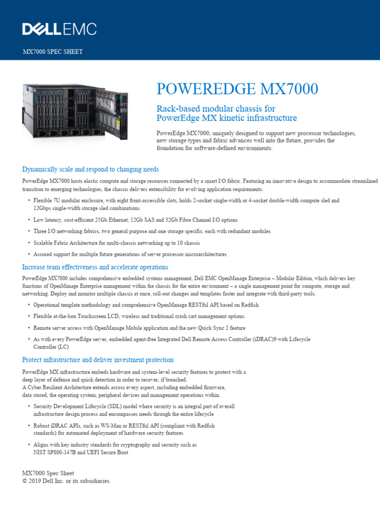 Poweredge mx7000 Spec Sheet | PDF | Computer Security | Security