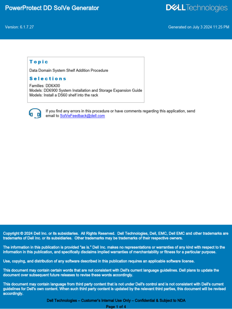 PowerProtect DD - Data Domain System Shelf Addition Procedure-DD6X00 | PDF | Trademark | Dell