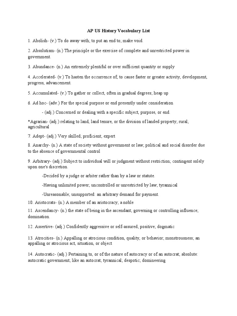 AP US History Vocabulary Guide | PDF | Pope | Judge
