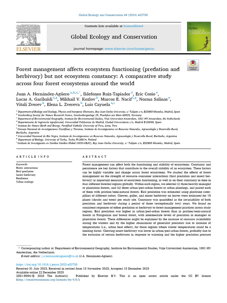Global Ecology and Conservation | PDF | Herbivore | Forests