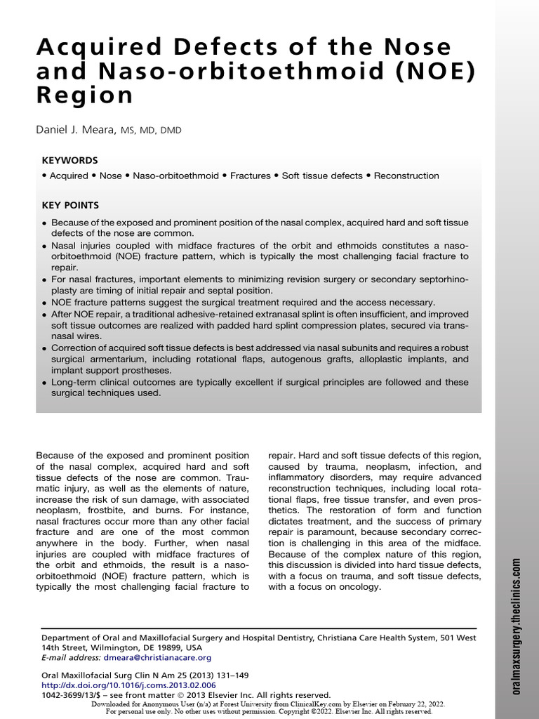 Acquired Defects of The Nose and NOE Region | PDF | Human Nose | Human ...