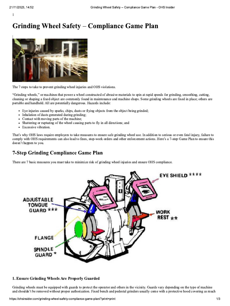 Grinding Wheel Safety - Compliance Game Plan - OHS Insider | PDF