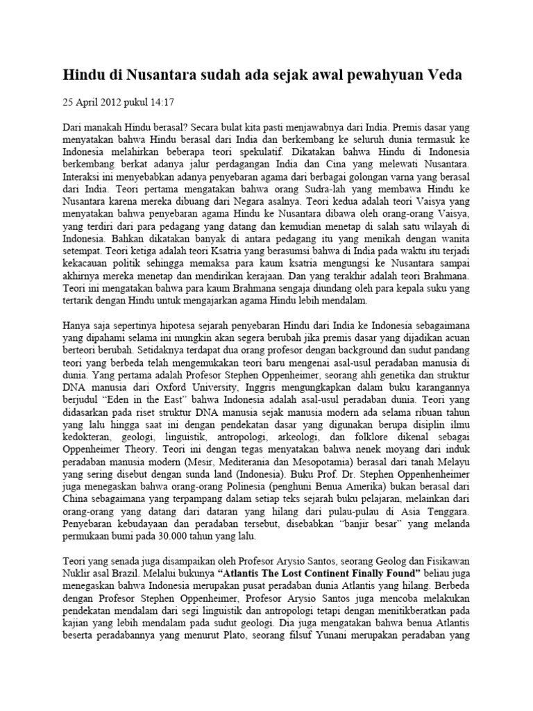 Hindu Di Nusantara Sudah Ada Sejak Awal Pewahyuan Veda | PDF