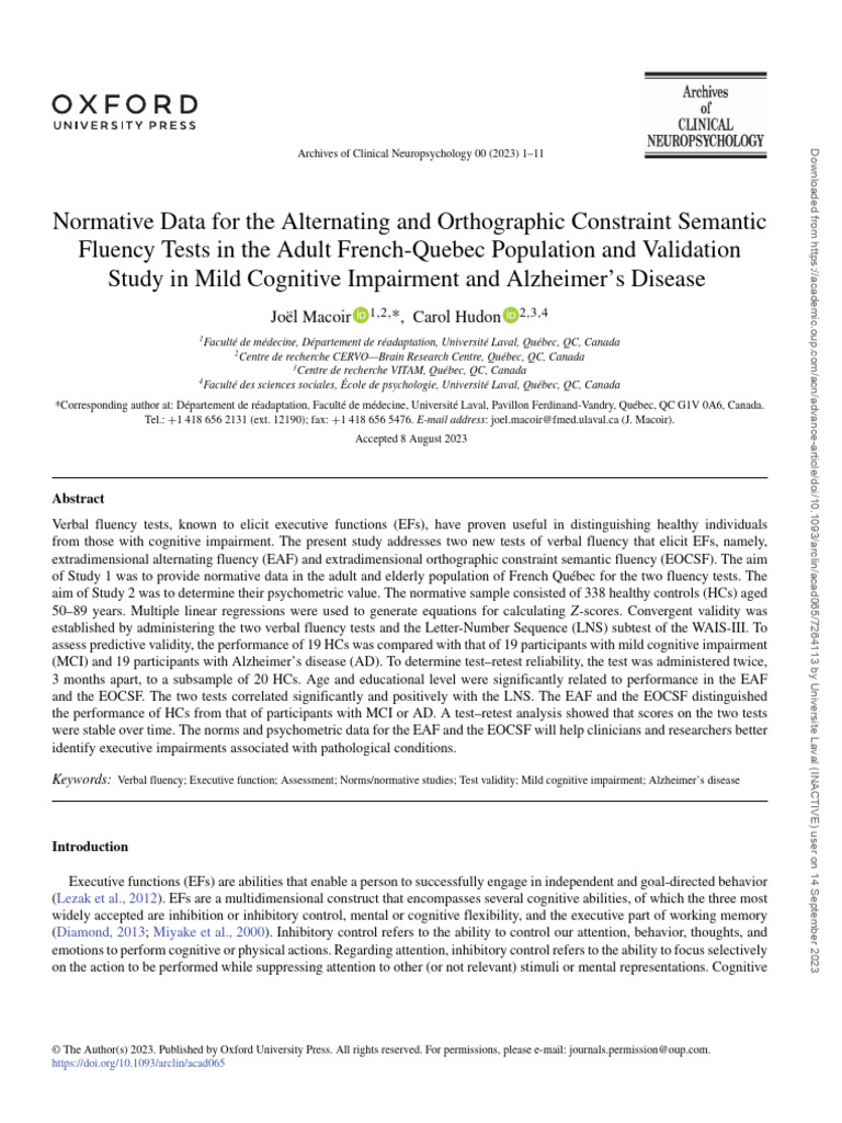 Macoir & Hudon (2023) - Normative Data for the Alternating and ...