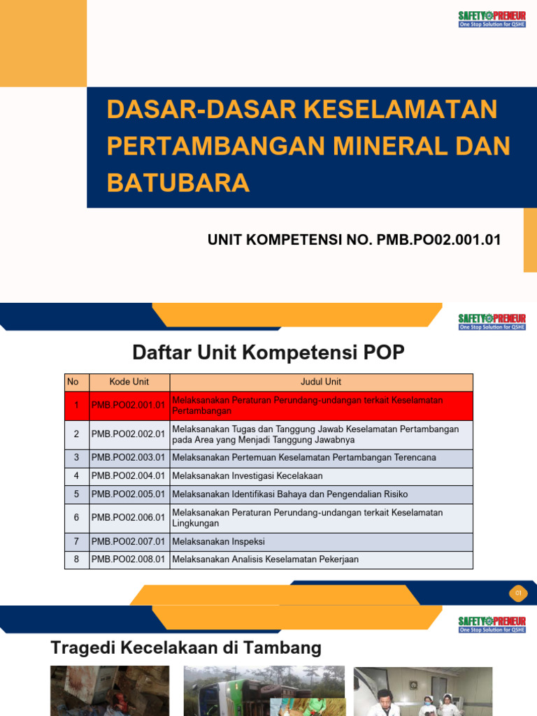 1b. Dasar-Dasar Keselamatan Pertambangan Mineral Dan Batubara | PDF