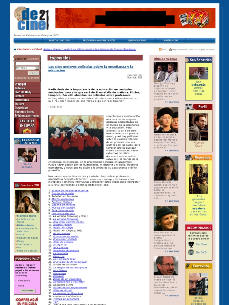 Las 100 Mejores PelÍculas Educativas | PDF | Ocio