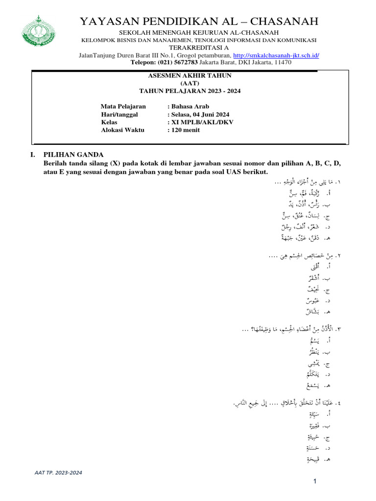 AAT GENAP - BHA XI F4 Fix | PDF