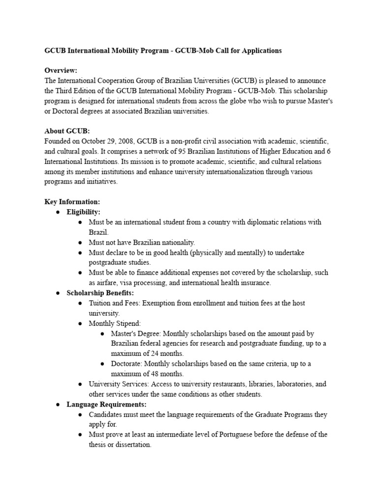 GCUB - OSC - ACHPS - Masters and PHD Scholarships - Info - 055122 | PDF