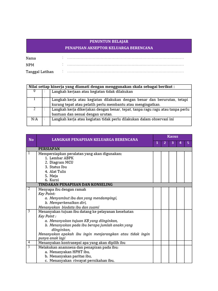 PENUNTUN BELAJAR PENAPISAN KB DAN AKDR | PDF