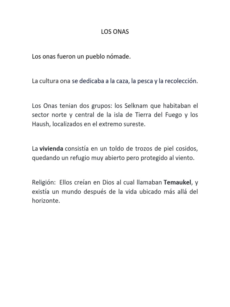 Cultura y vida de los onas en Tierra del Fuego | PDF