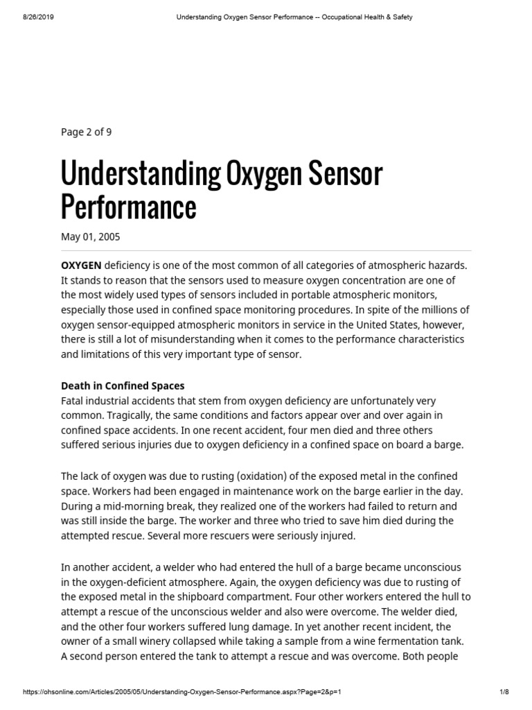 Understanding Oxygen Sensor Performance -- Occupational Health & Safety ...