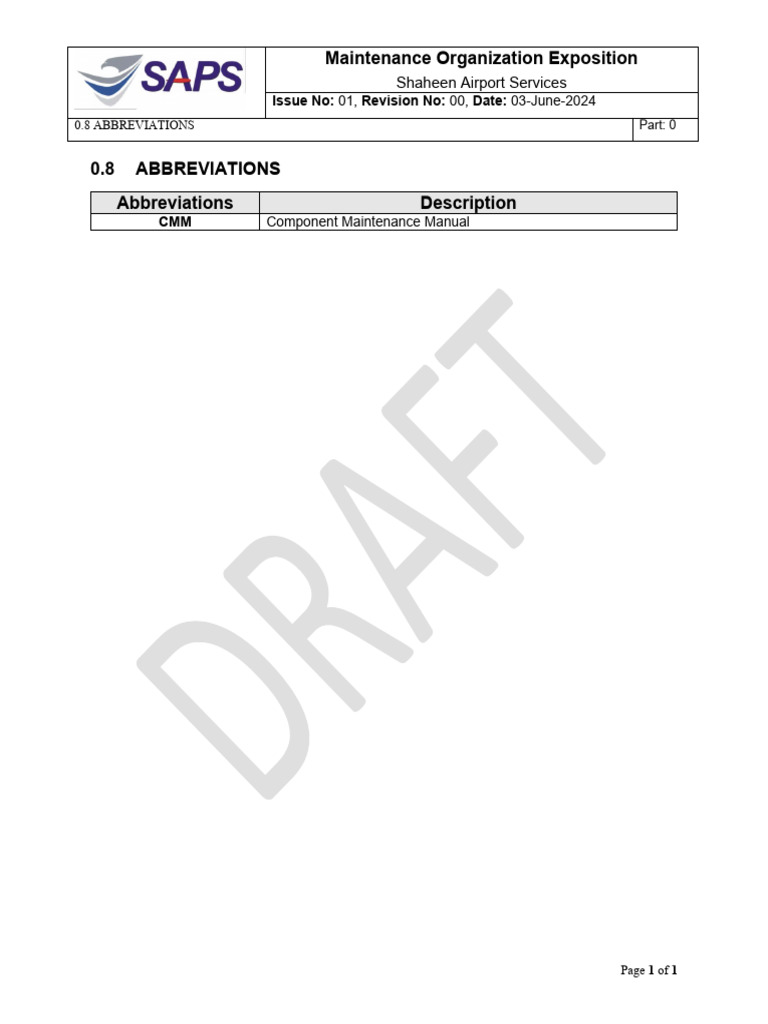 Maintenance Organization Abbreviations Guide | PDF