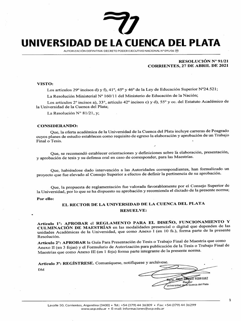 Reglamento de Tesis para Maestrías UCP | PDF | Plan de estudios | Teoría
