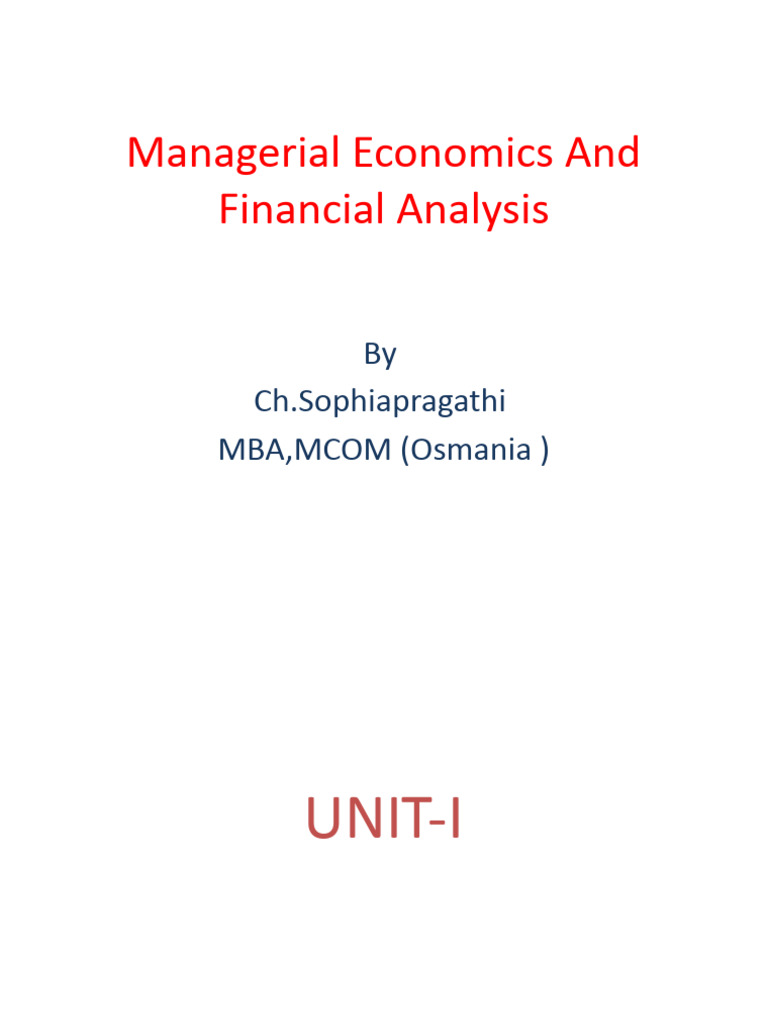 Mefa Unit - I-1 | PDF | Economics | Opportunity Cost