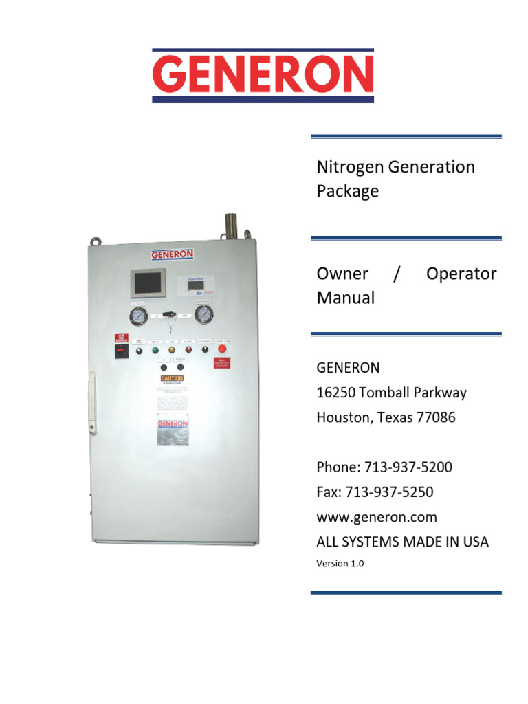 GENERON O&M Manual | PDF | Atmosphere Of Earth | Oxygen