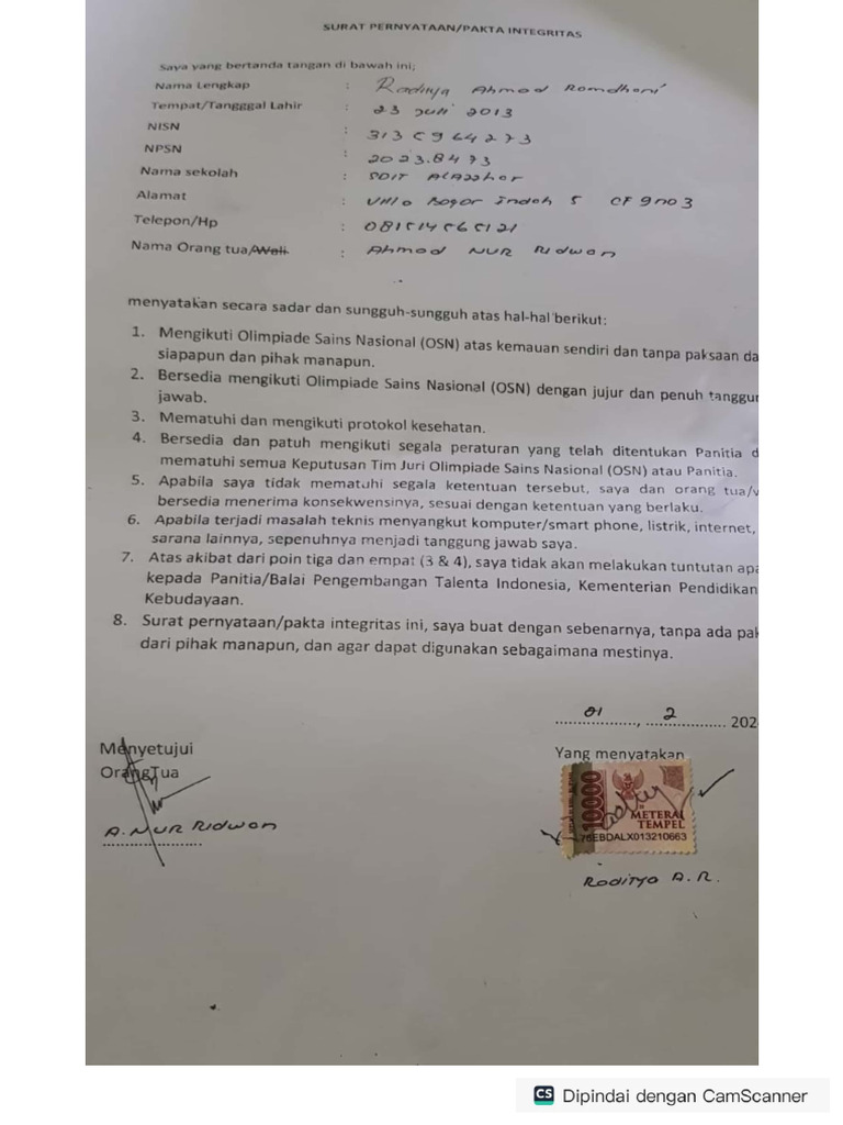 Fakta Integritas Raditya | PDF