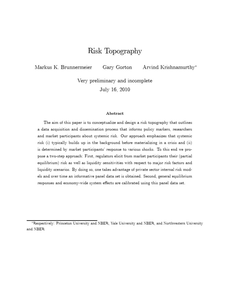 02-Risk Topography Old | PDF | Market Liquidity | Systemic Risk