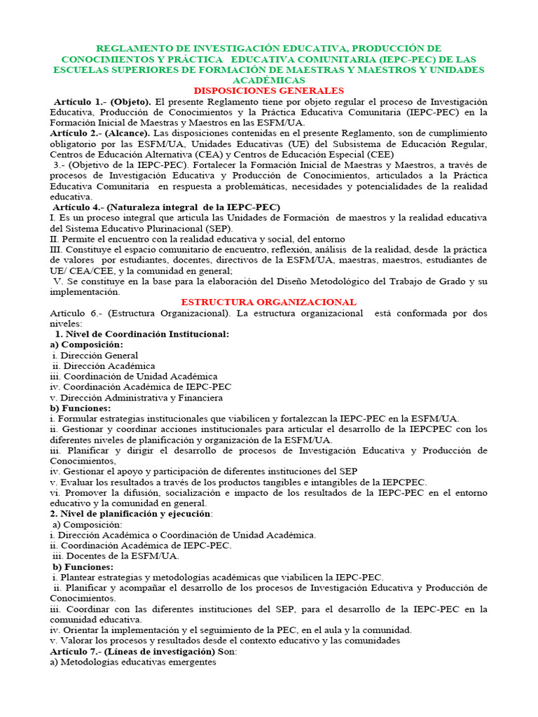 Reglamento de La Iepc-Pec | PDF | Planificación | Enseñando