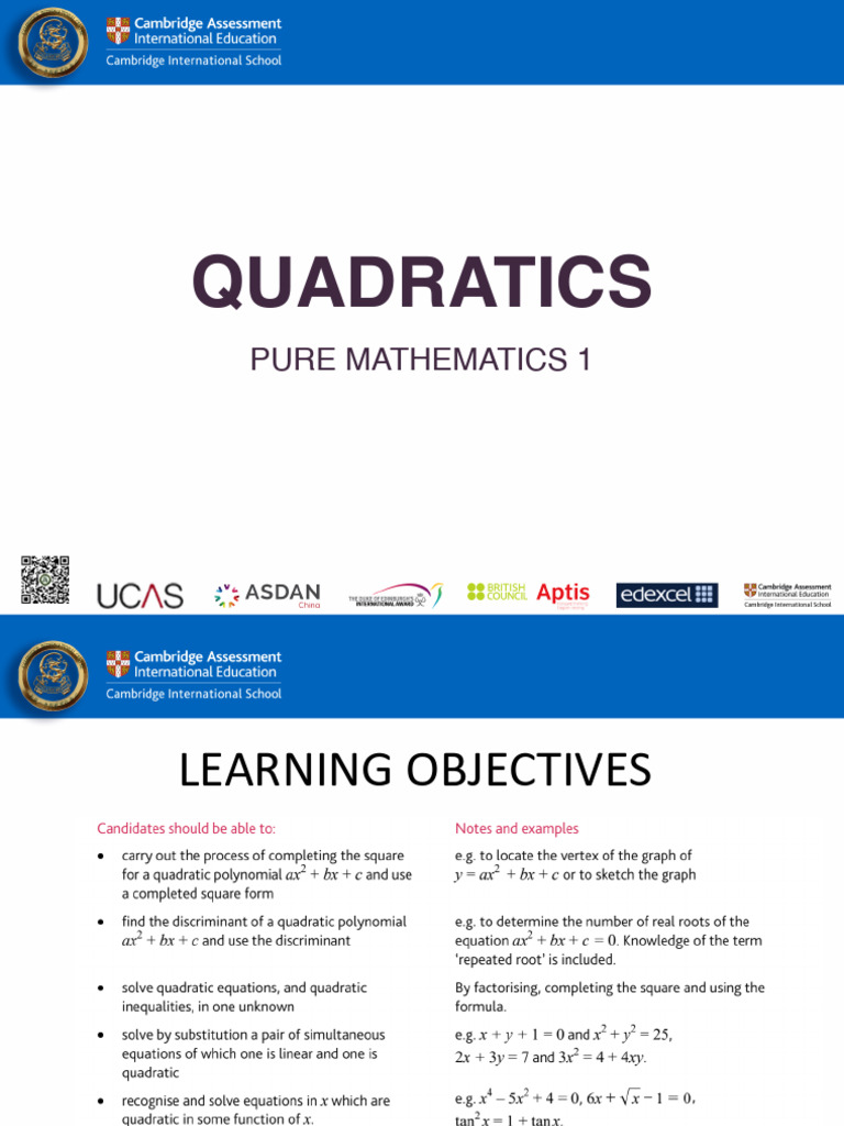 Quadratic Equations Guide | PDF | Technology & Engineering