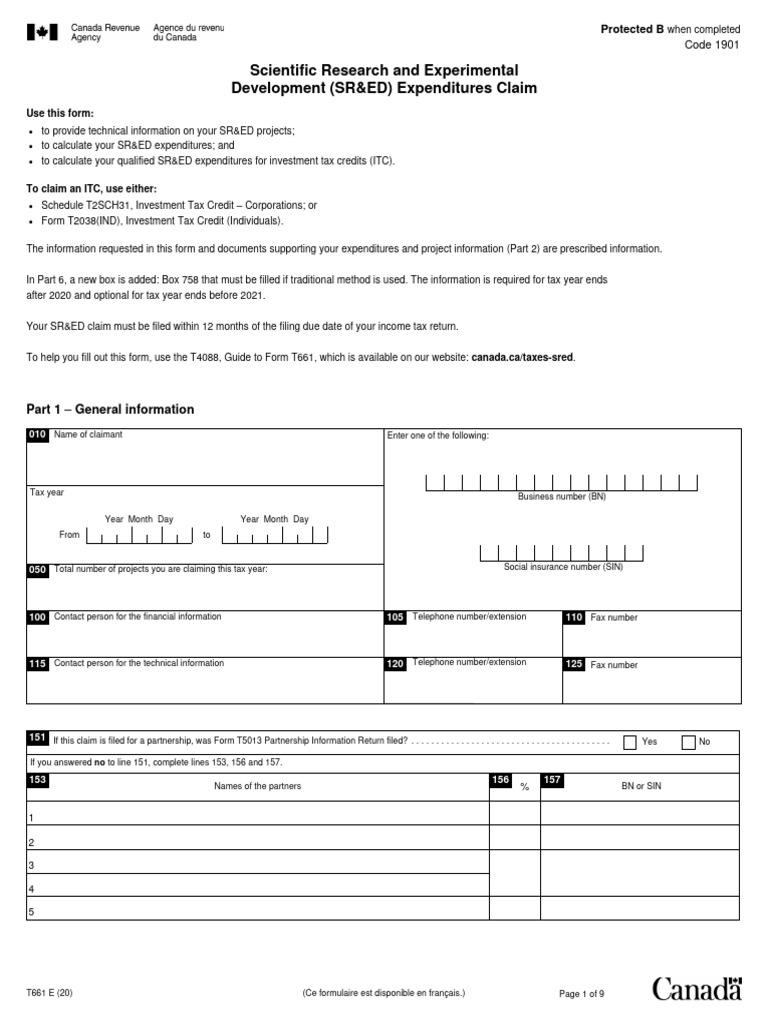 SR&ED Expenditures Claim Form Guide | PDF | Government Finances | Taxes