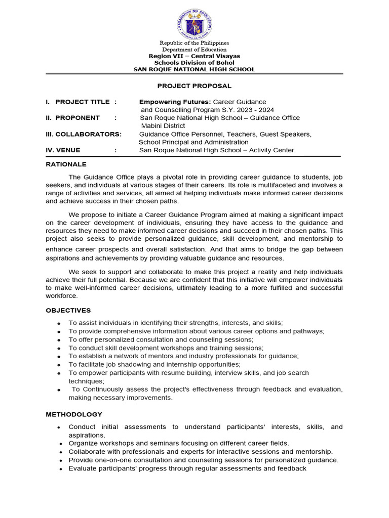 Career Guidance Program Proposal | PDF | Mentorship | Counseling Psychology