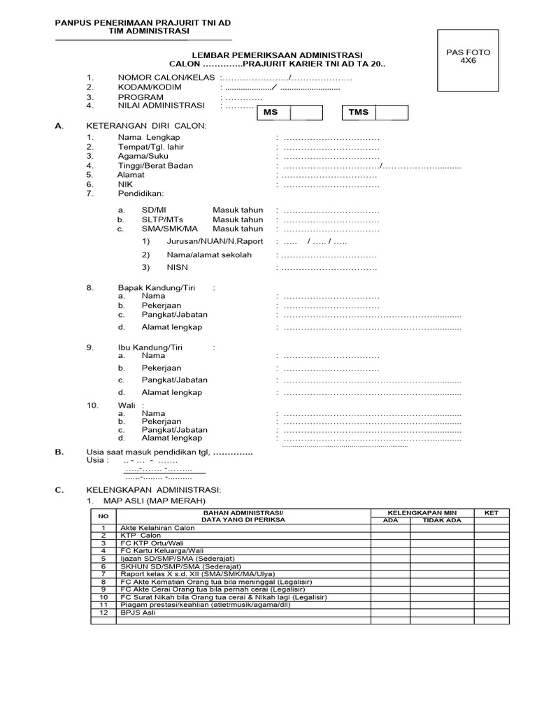 CONTOH PENGISIAN BLANKO RIKMIN | PDF