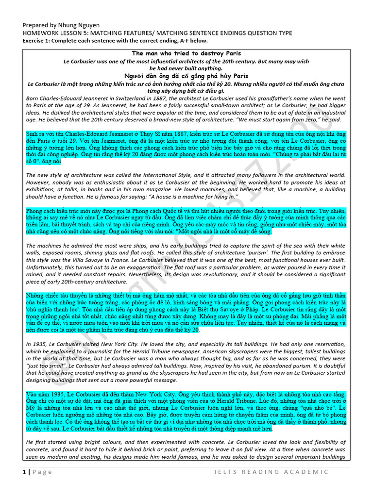Lesson 5 Matching Features Homework Key | PDF