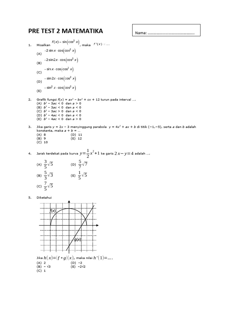 PRE TEST 2 Dan POST TEST 2 MATEMATIKA | PDF | Metode & Bahan Ajar
