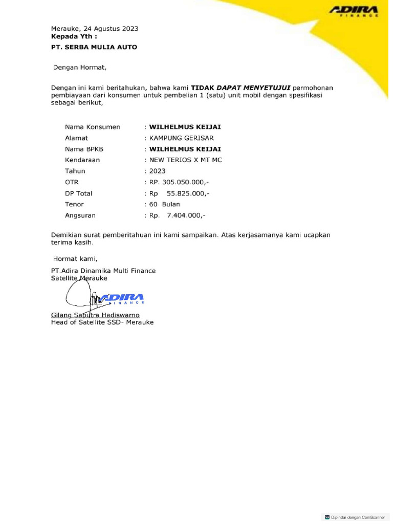 Surat Reject - 1 | PDF