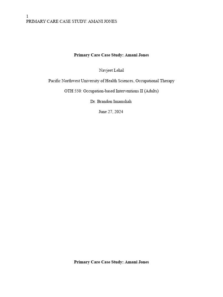 Lehal - Primary Care Case Study Assignment - 550 | PDF | Mental Health ...