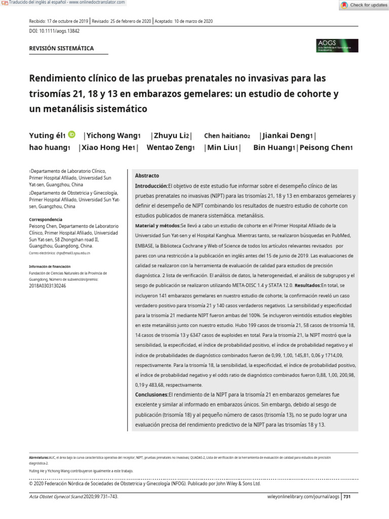 Acta Obstet Gynecol Scand - 2020 - He - Clinical Performance of Non-E2 ...