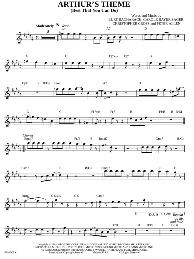 Arthur's Theme Tenor Sax | PDF