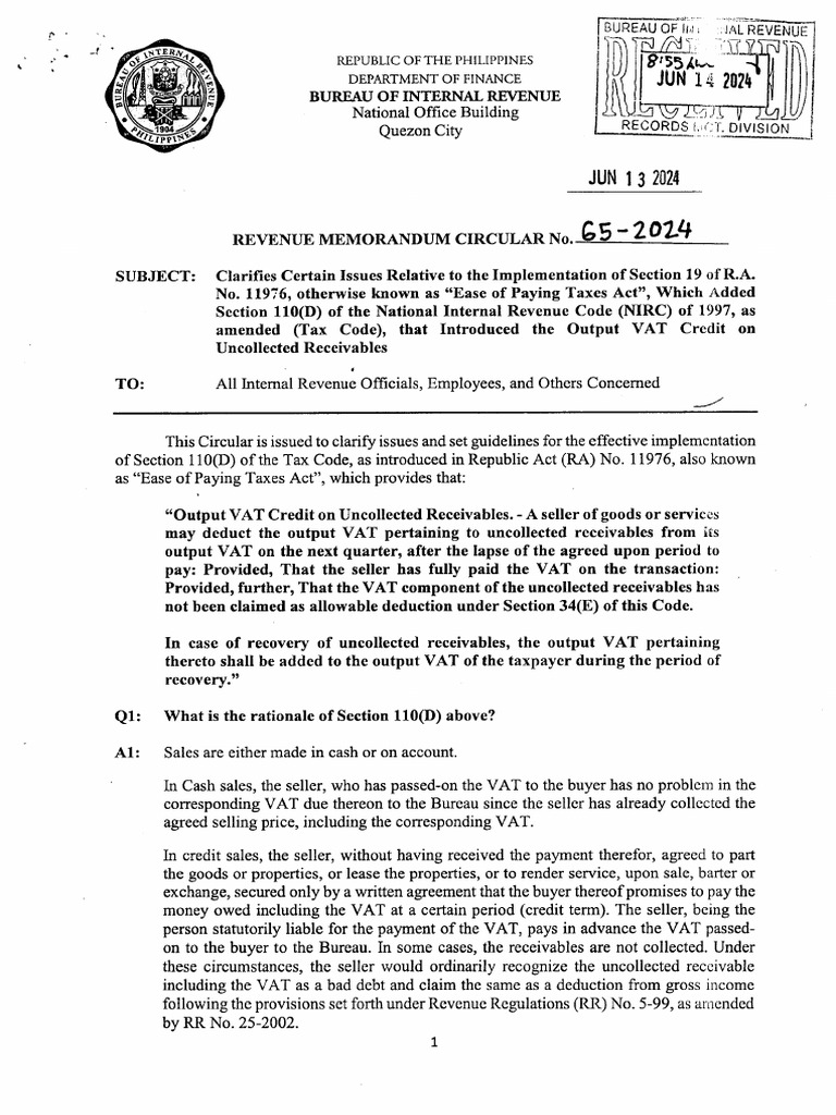 RMC No. 65-2024 | PDF