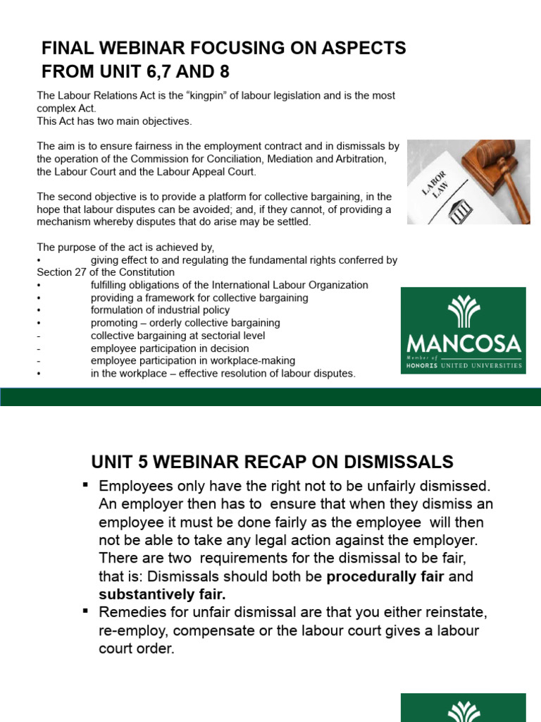 Principles of Labour Law Final Webinar - Collective Bargaining Unit 6 ...