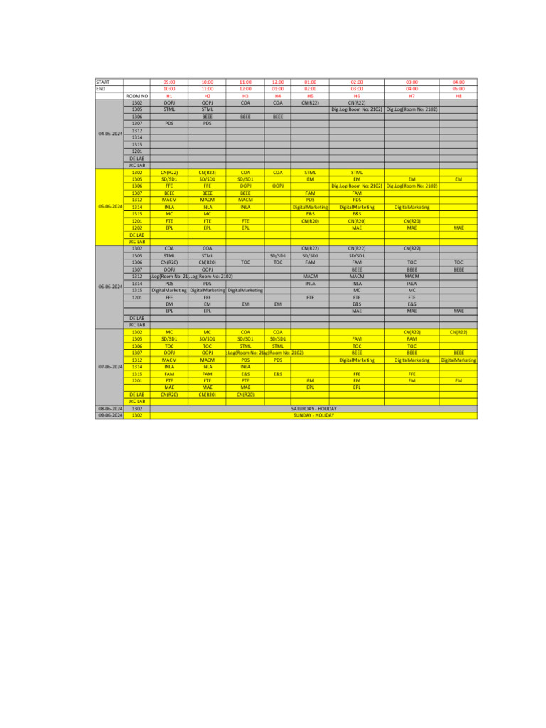 Room Schedule and Course Log | PDF