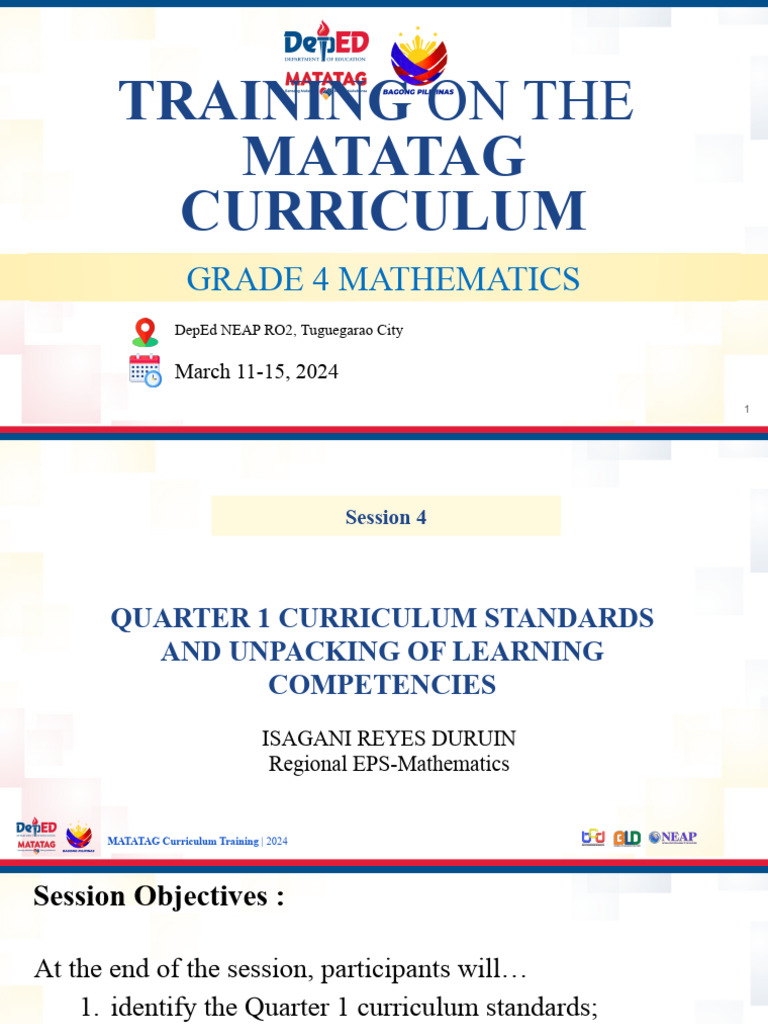Grade 4 Math: MATATAG Curriculum Guide | PDF | Curriculum | Learning