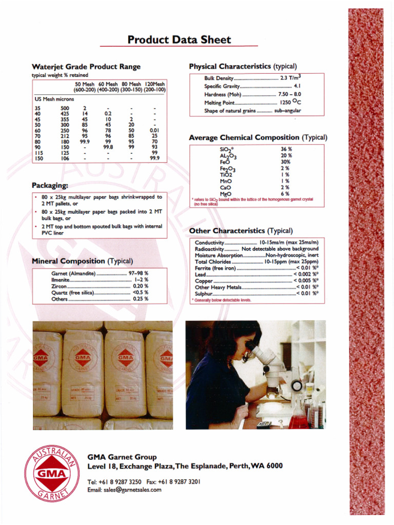 FICHA_TECNICA_DE_ABRASIVO_GARNET_GMA | PDF