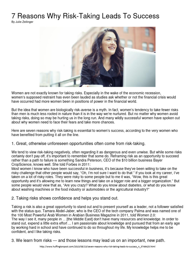 7 Reasons Why Risk-Taking Leads To Success | PDF | Risk