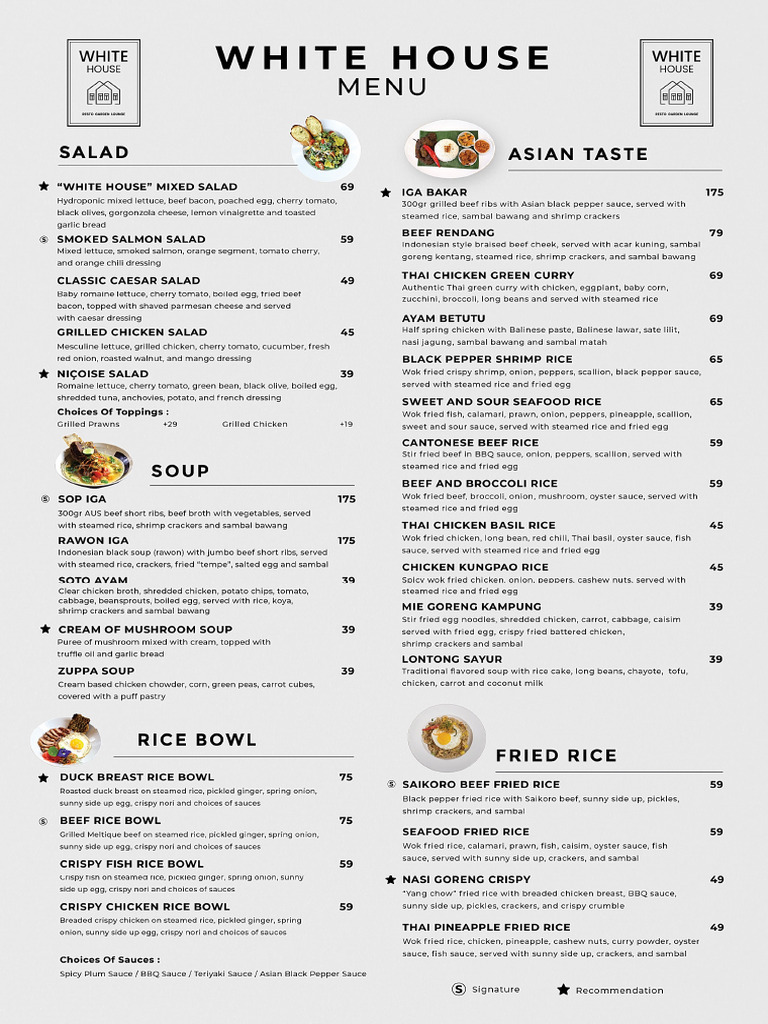 White House Resto Menu | PDF