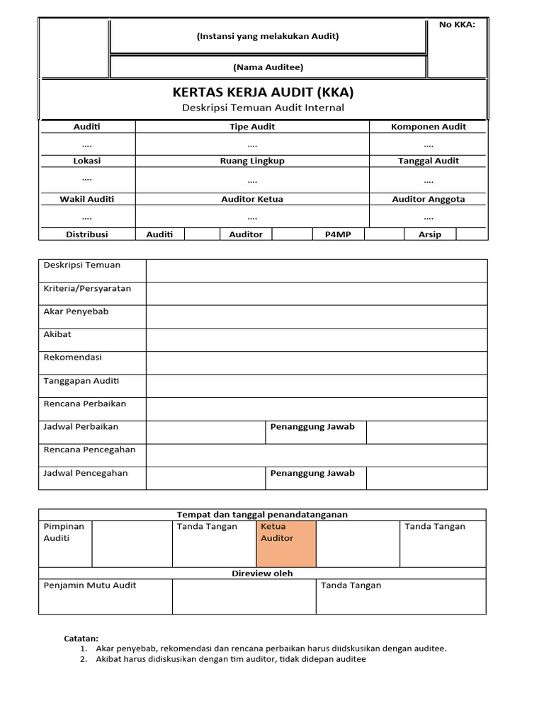 Form 4 Kertas Kerja Audit Kka | PDF